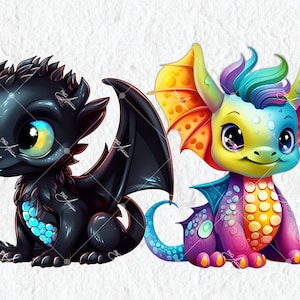 Cute Fantasy Baby Dragon Clipart, 12 Colorful Baby Dragon PNG, Dragon ...