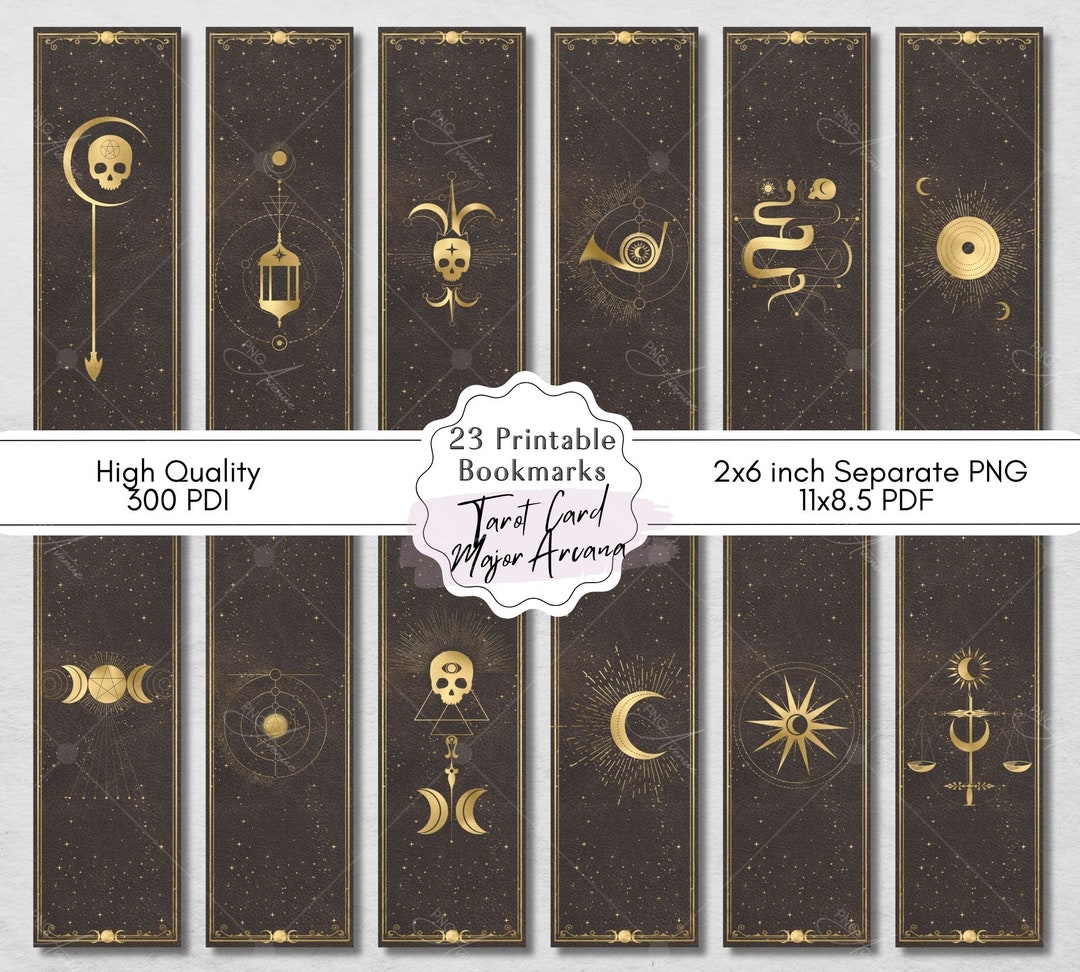 Tarot Cards Printable Bookmarks, 23 Major Arcana Digital Bookmarks ...