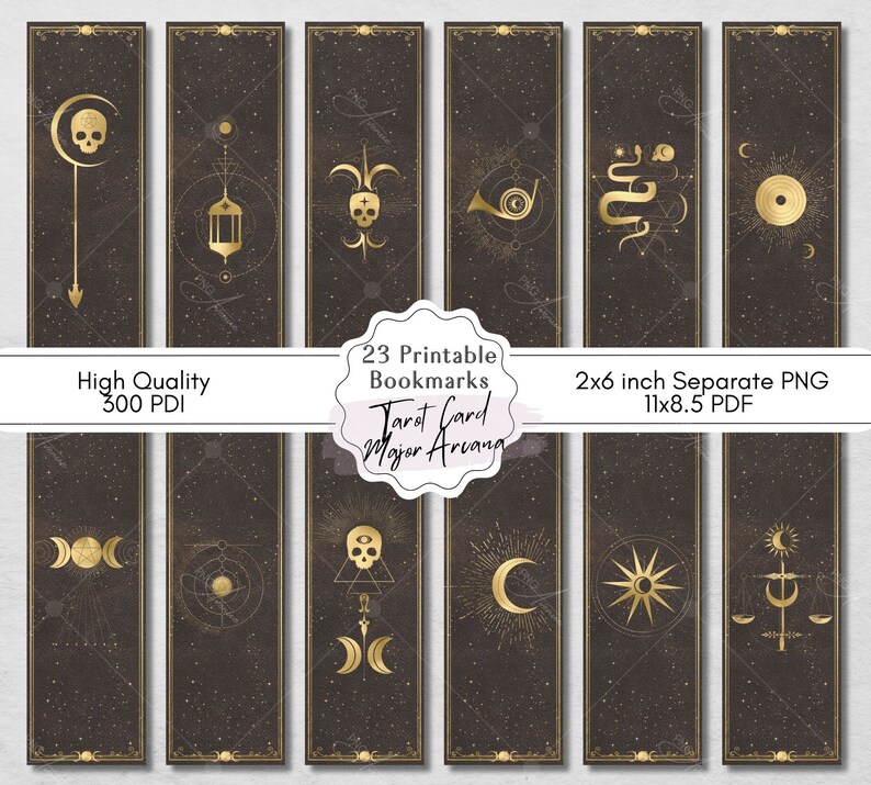 Tarot Cards Printable Bookmarks, 23 Major Arcana Digital Bookmarks ...