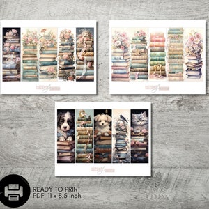 Stacked Books Printable Bookmarks, Book Lovers Designs, Digital Letter ...