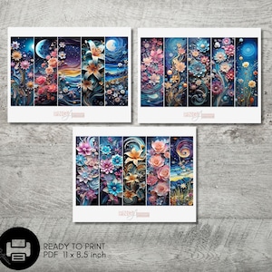 3D Floral Printable Bookmarks, Beautiful Flower Art Designs, Digital ...