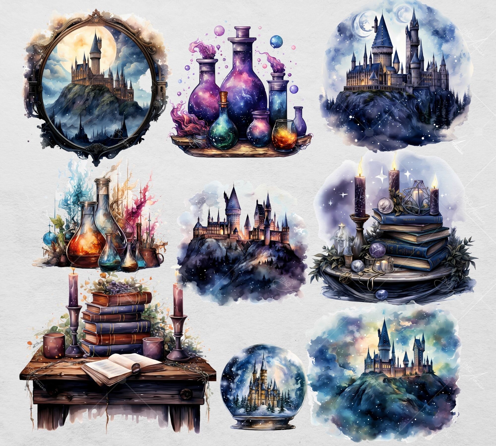 Wizard Magic Clipart Mega Bundle, Wizarding School, Potions, Enchanting ...