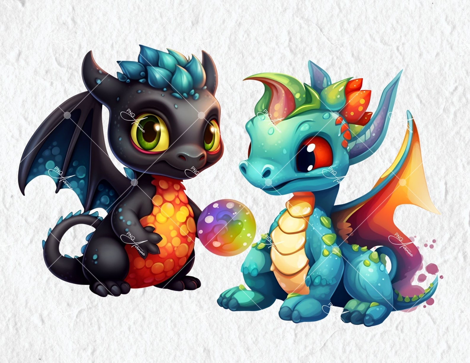 Cute Fantasy Baby Dragon Clipart 12 Colorful Baby Dragon PNG - Etsy