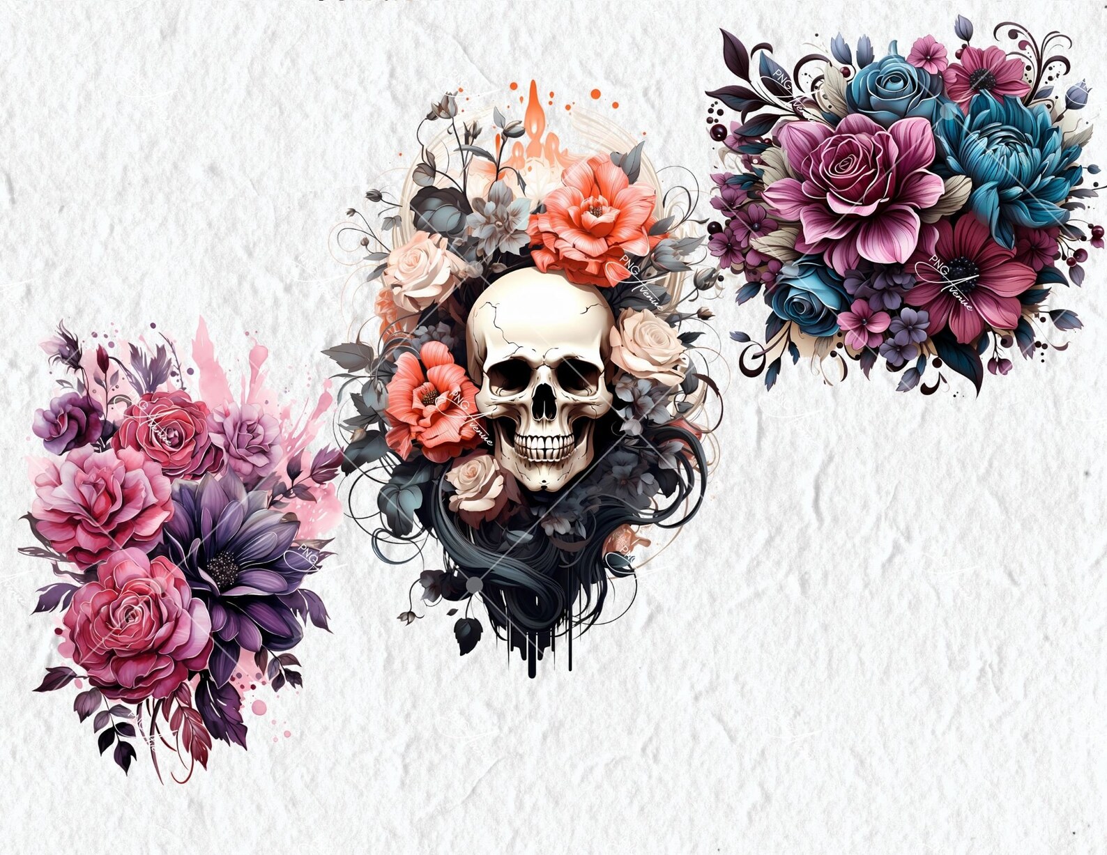 Goth Bouquet Clipart PNG Files Goth Bouquet of Flowers PNG - Etsy