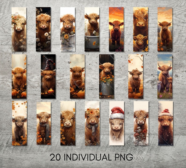 Adorable Highland Cow Printable Bookmarks 20 Cute Designs - Etsy