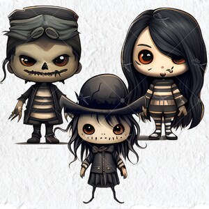 Creepy Cuties Halloween Clipart Bundle, 15 Spooky Characters PNG ...