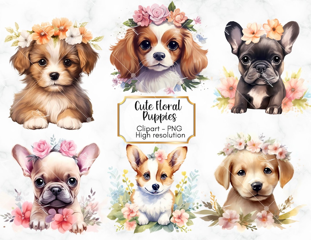 Cute Puppy Clipart, PNG Files, Adorable Baby Puppies, PNG Digital ...