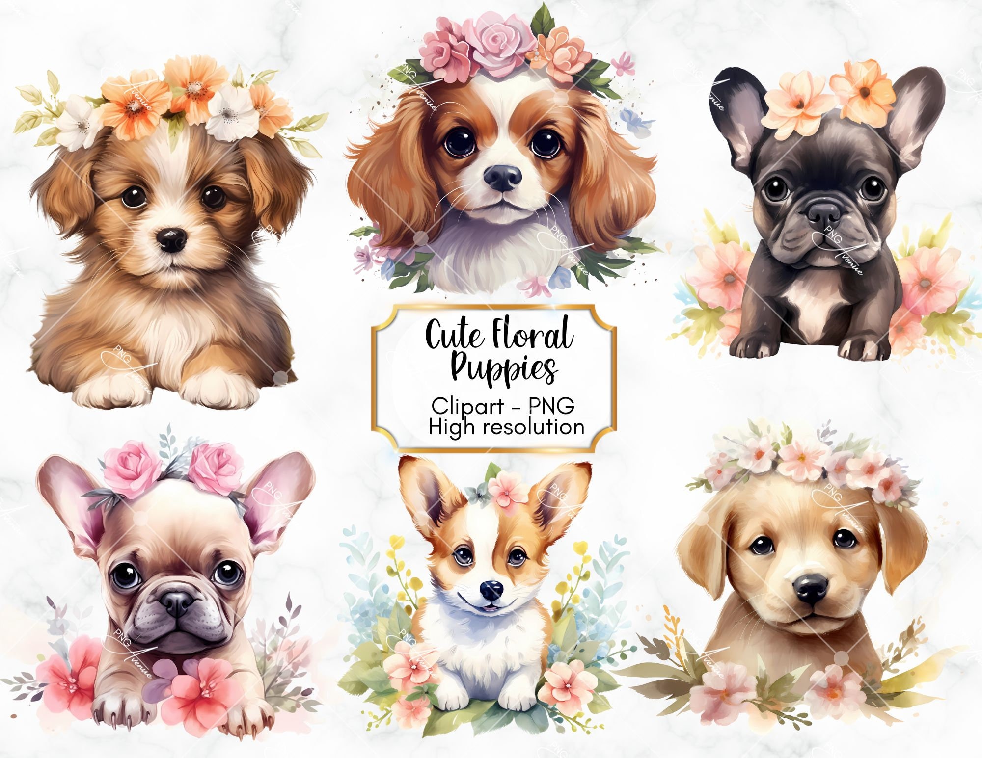 Cute Puppy Clipart, PNG Files, Adorable Baby Puppies, PNG Digital ...