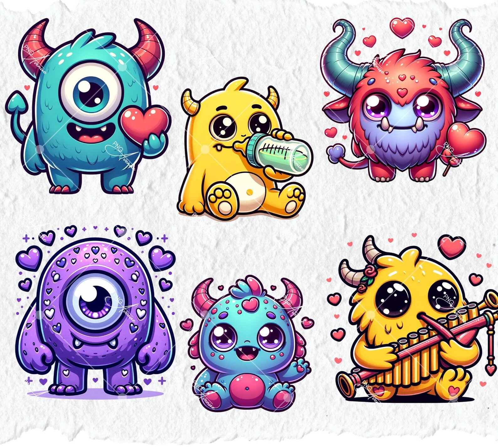 Monster Love Clipart, Cute Colorful Monsters PNG, Valentines Theme ...