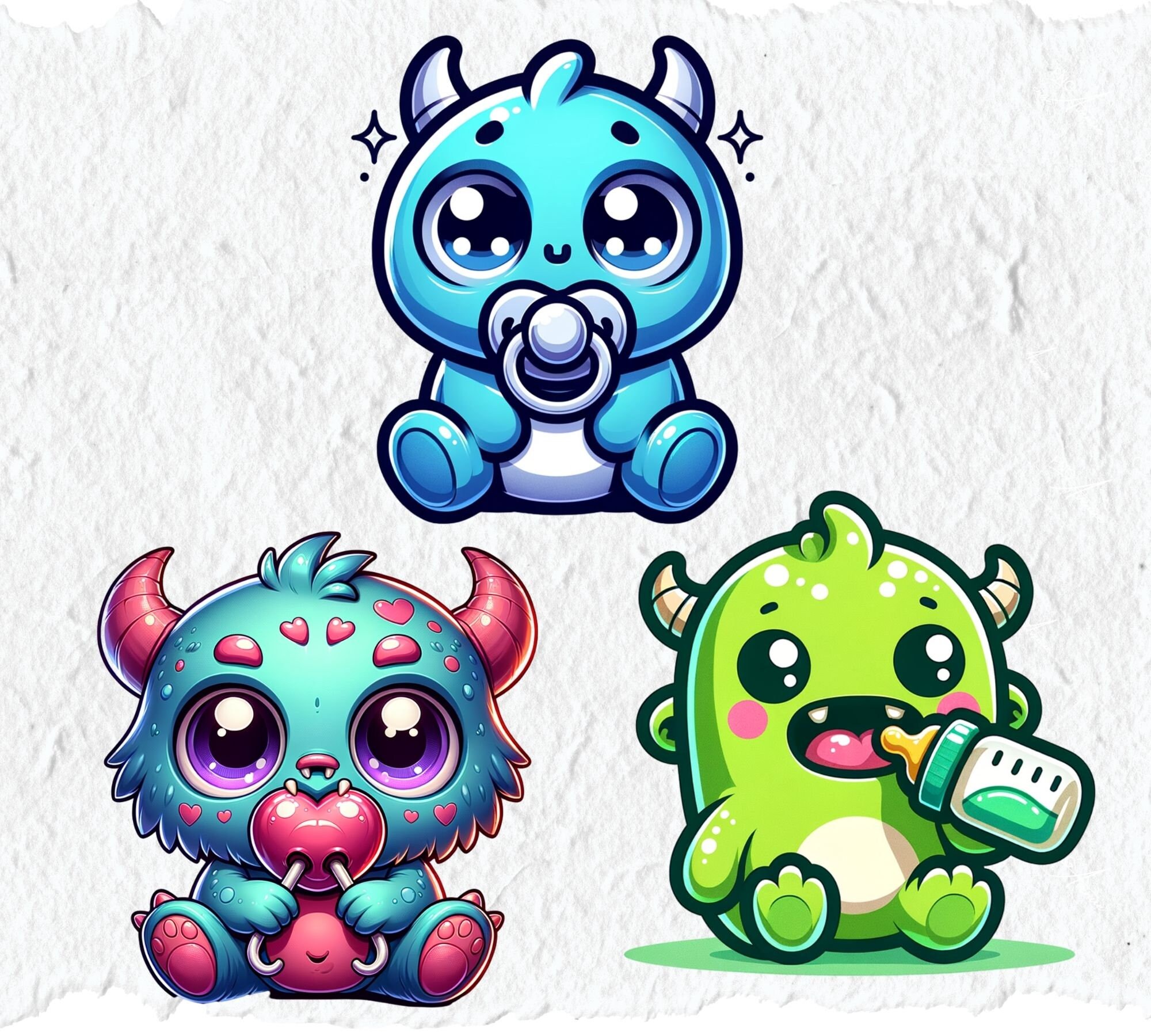 Monster Love Clipart, Cute Colorful Monsters PNG, Valentines Theme ...
