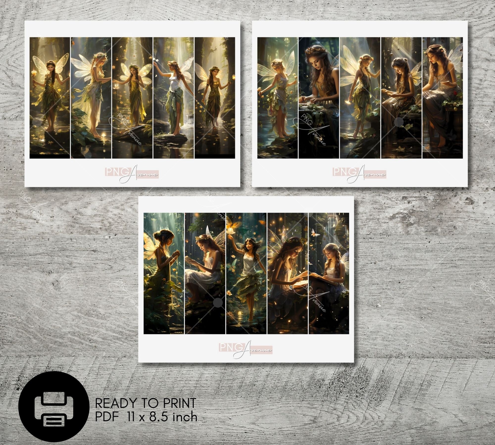Fairies Printable Bookmarks, Enchanted Fairytale Designs, Digital ...