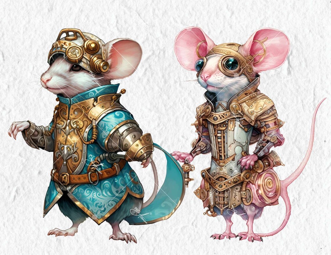 Steam Punk Mice Clipart, 14 PNG Files, Steam Punk Mouse Adorned With ...