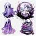 Spooky Purple Halloween Clipart Bundle, 24 Pngs, Transparent Background ...