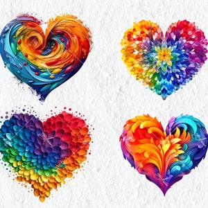Rainbow Love Hearts , 18 Transparent PNG Files, Bright Hearts Clipart ...