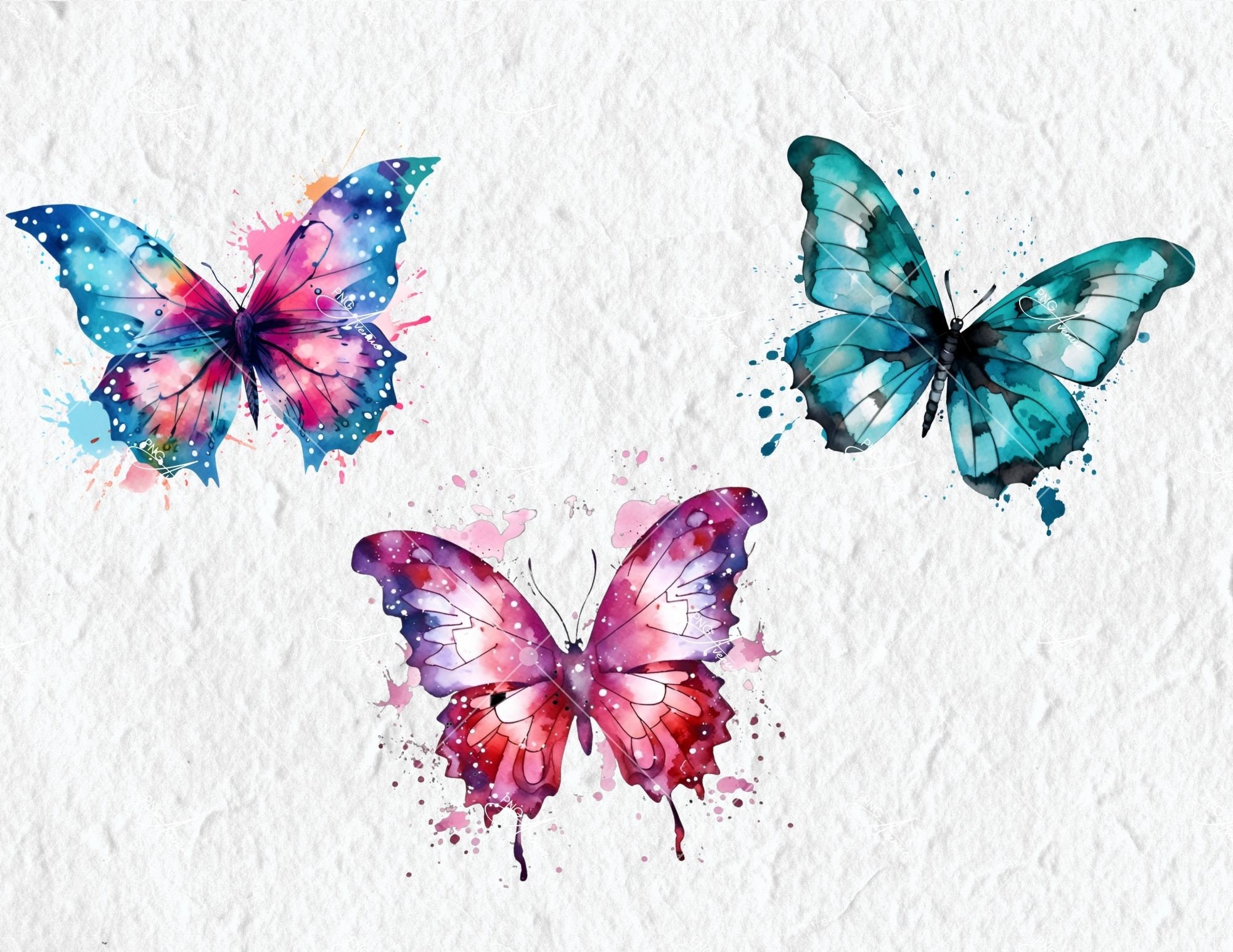 Butterfly Clip Art, 21 Watercolor Butterflies Clipart PNG Format ...