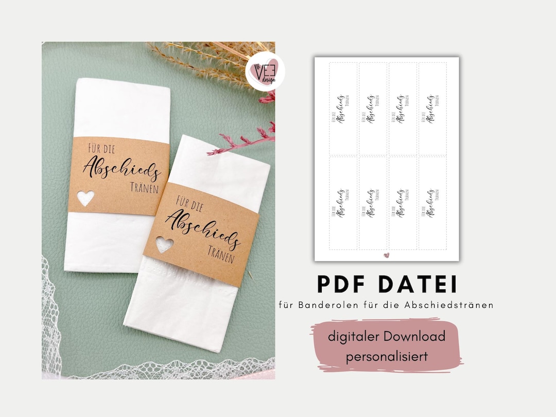 DIY Farewell Banderole for Handkerchiefs as a PDF File to Download ...
