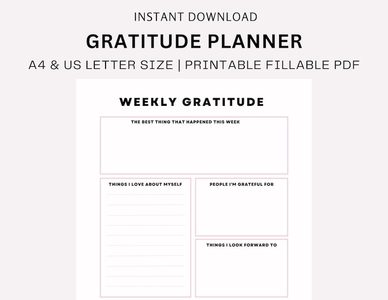 Weekly Gratitude Journal Printable Template Thankfulness - Etsy