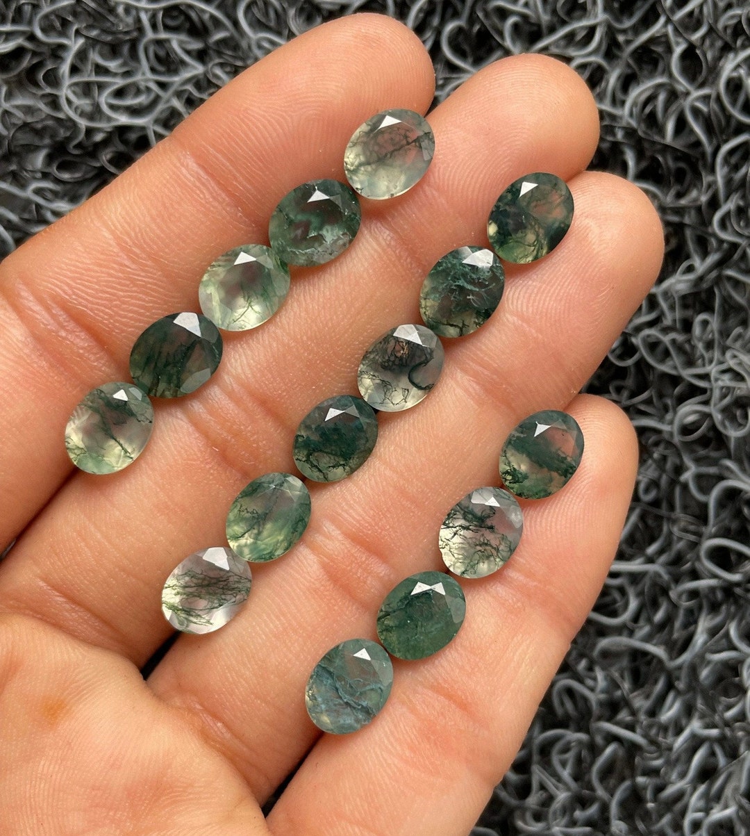 Natural Moss Agate Loose Gemstones Oval Shape Faceted Cut ...