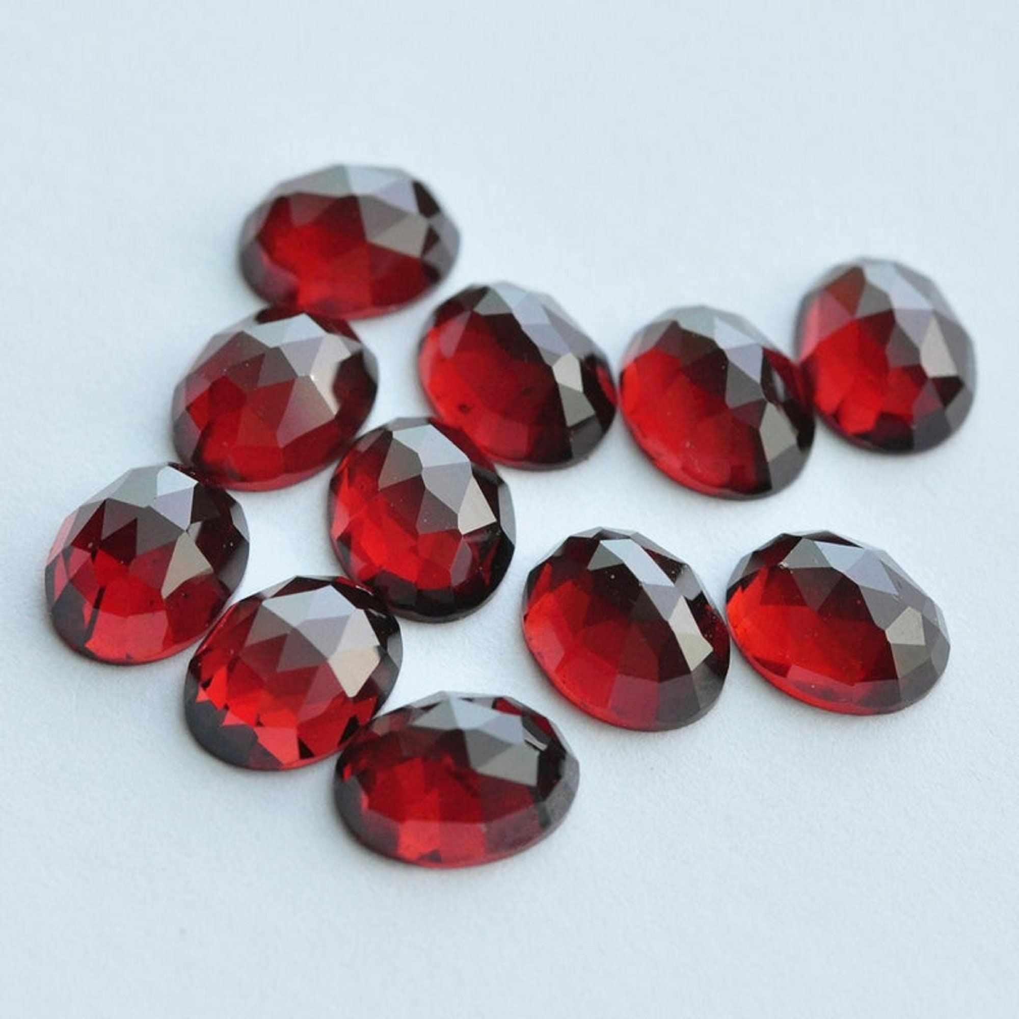 Red Garnet Oval Checker Cut Stone / Natural Red Garnet / Eye Clean Garnet / Transparent Garnet ...