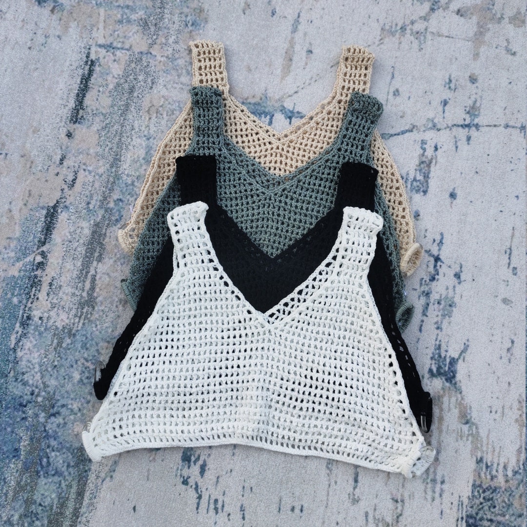 Knitted Beach Top Crochet Swimsuit Top Fishnet Tankini Top - Etsy