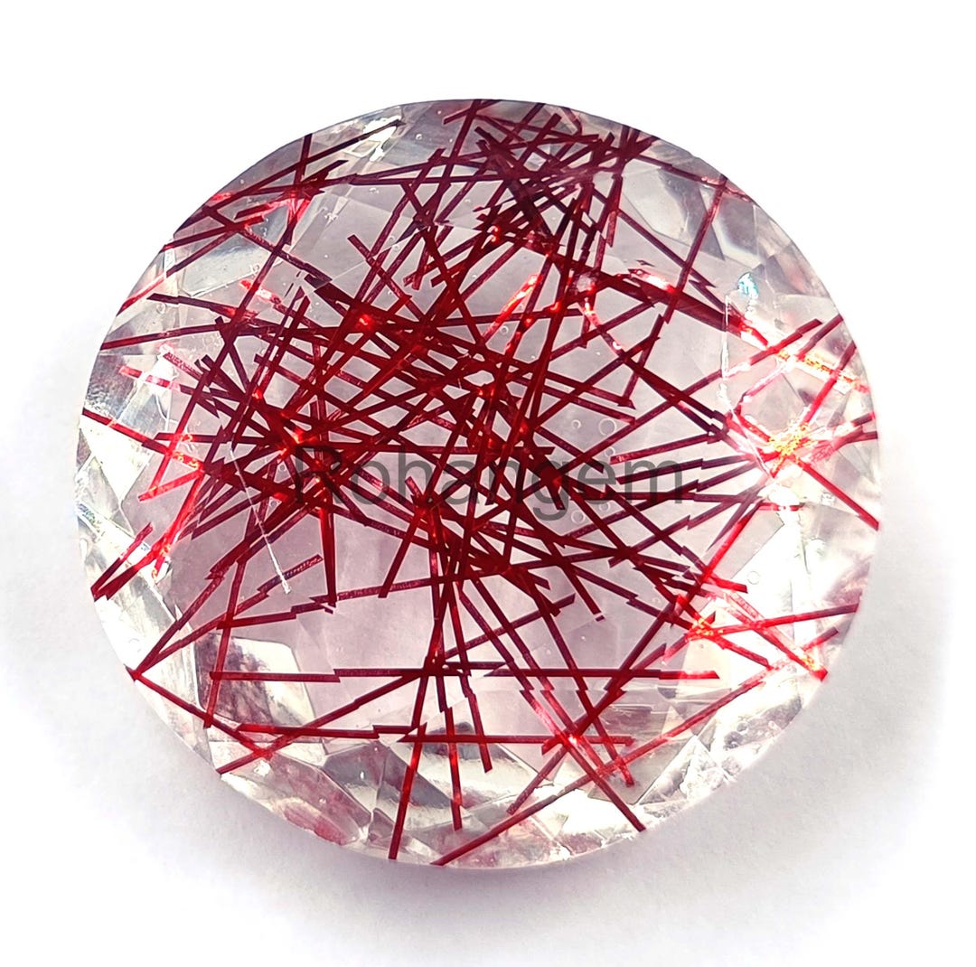 Red Rutilated Quartz 136.95 Carat Certified Faceted Lab-created Round ...