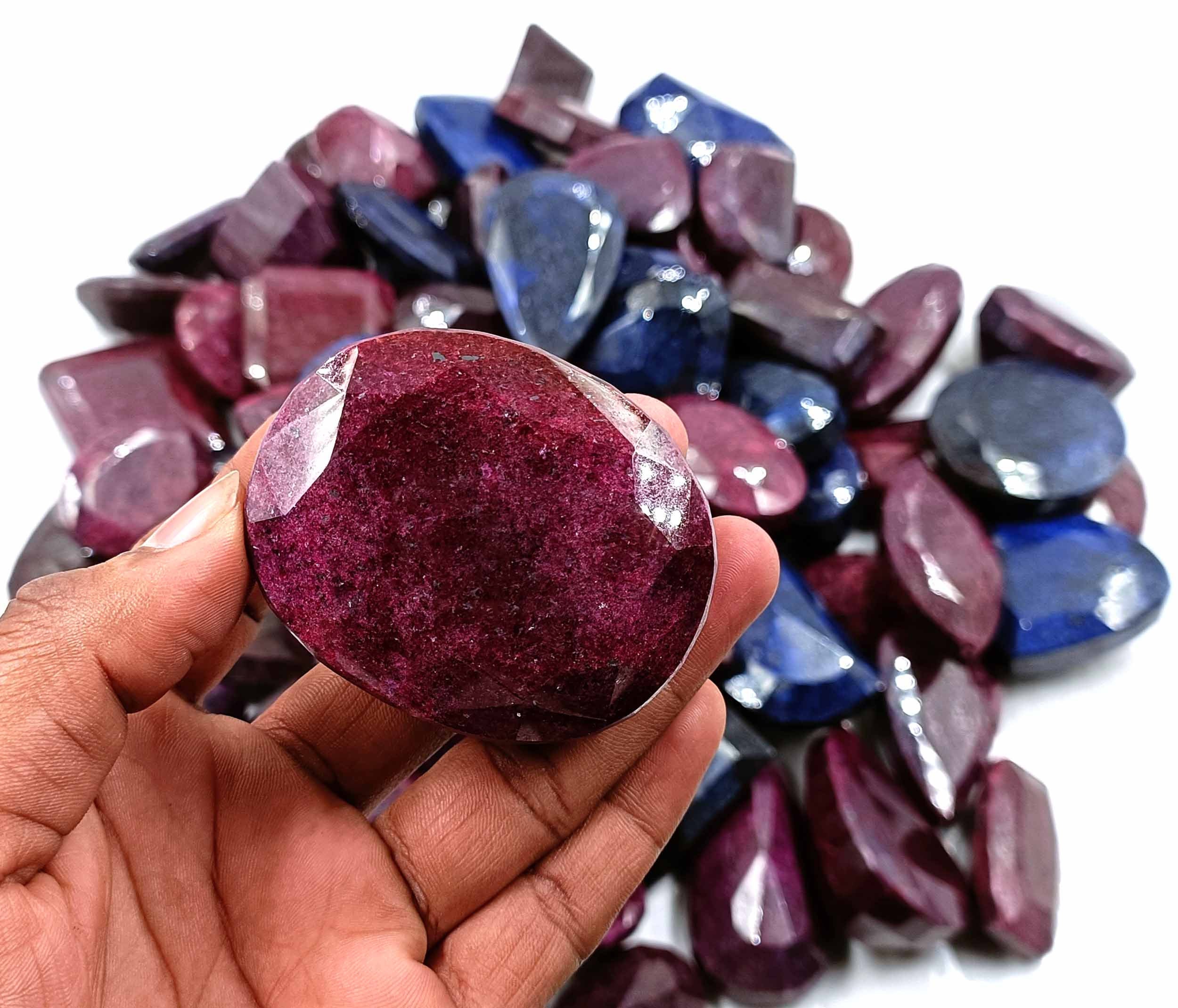 Sapphire & Ruby 1kg-10kg Mix Lot Mix Cut Gems Superb Quality Certified ...