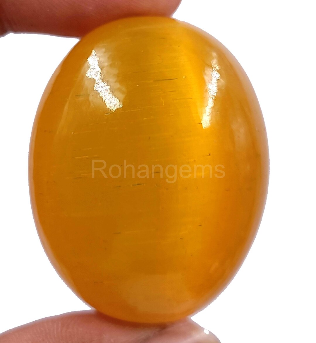 Yellow Cat's Eye Lab Created 232 Ct Gorgeous Gemstone Oval Shape ...