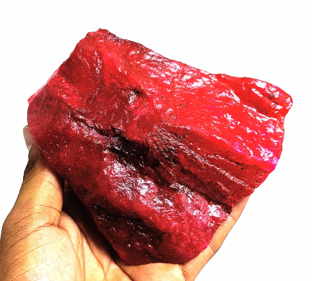 Red Ruby Rough 3350 Ct African Raw Ruby Gemstone Semi-transparent ...