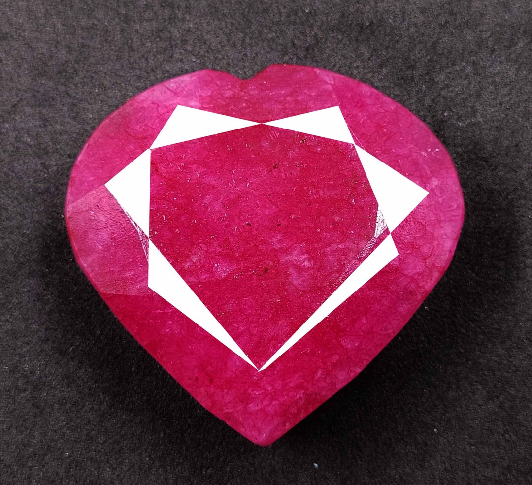 Natural Red Ruby Heart Cut Loose Gemstone (500-600 Ct) - Etsy