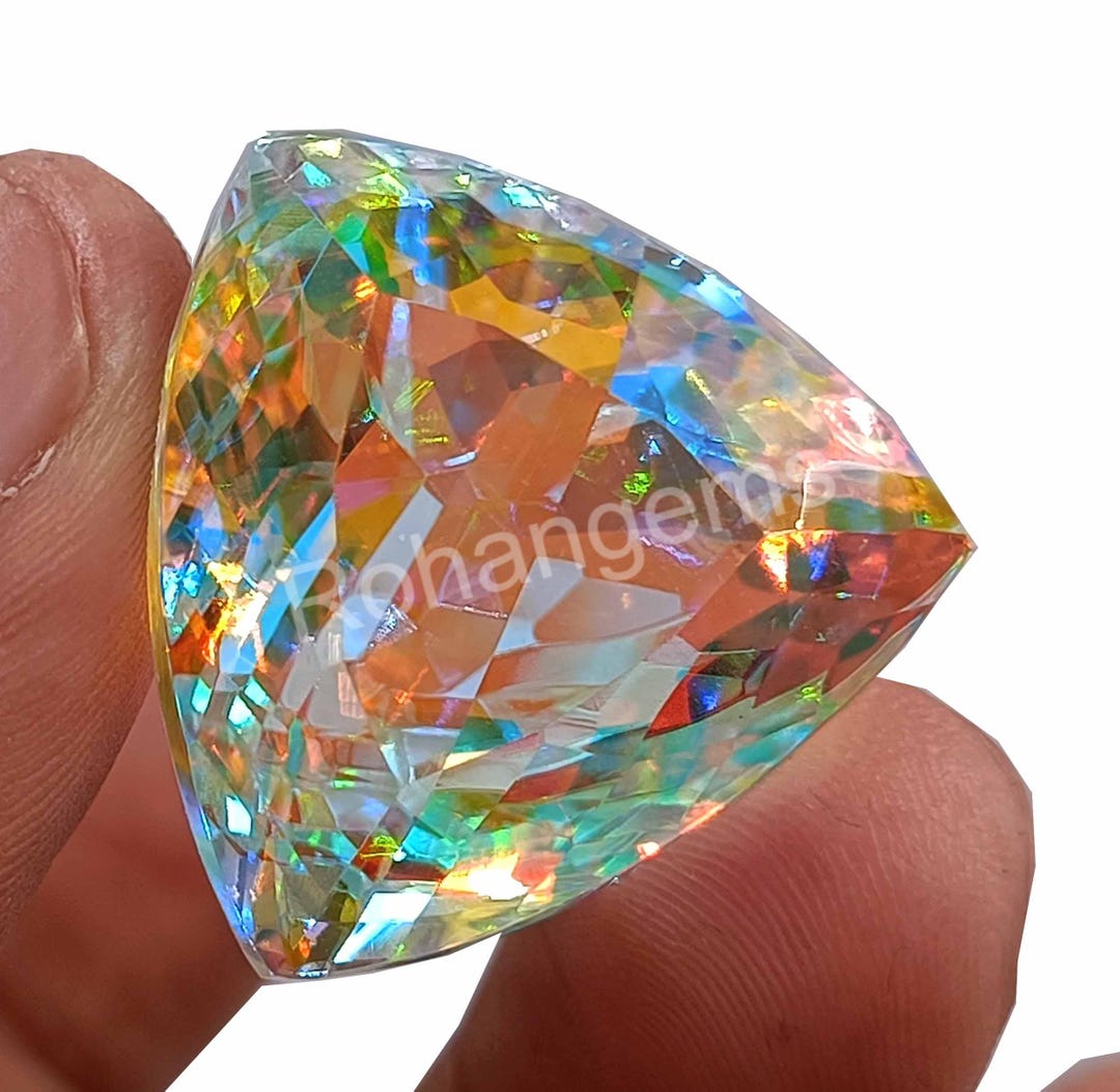 Mystic Topaz Gemstone 56.40 Ct Rainbow Mystic Topaz Faceted Loose ...
