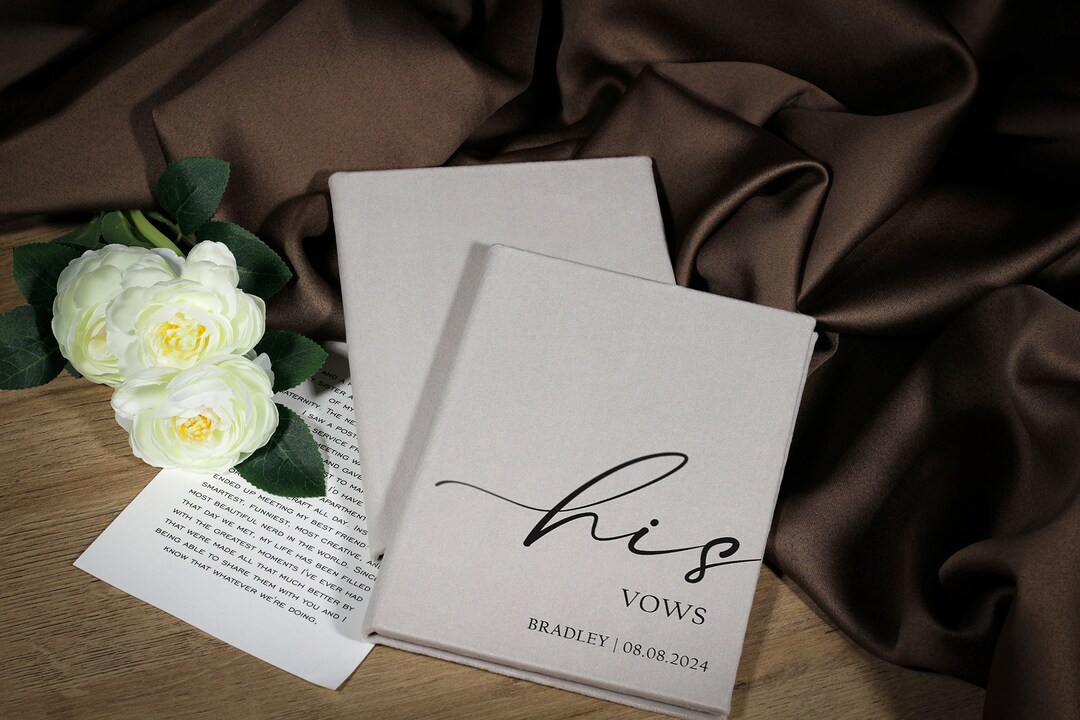 His and Her Vow Booklets for Wedding, Customized Vow Cases, Velvet Vow ...