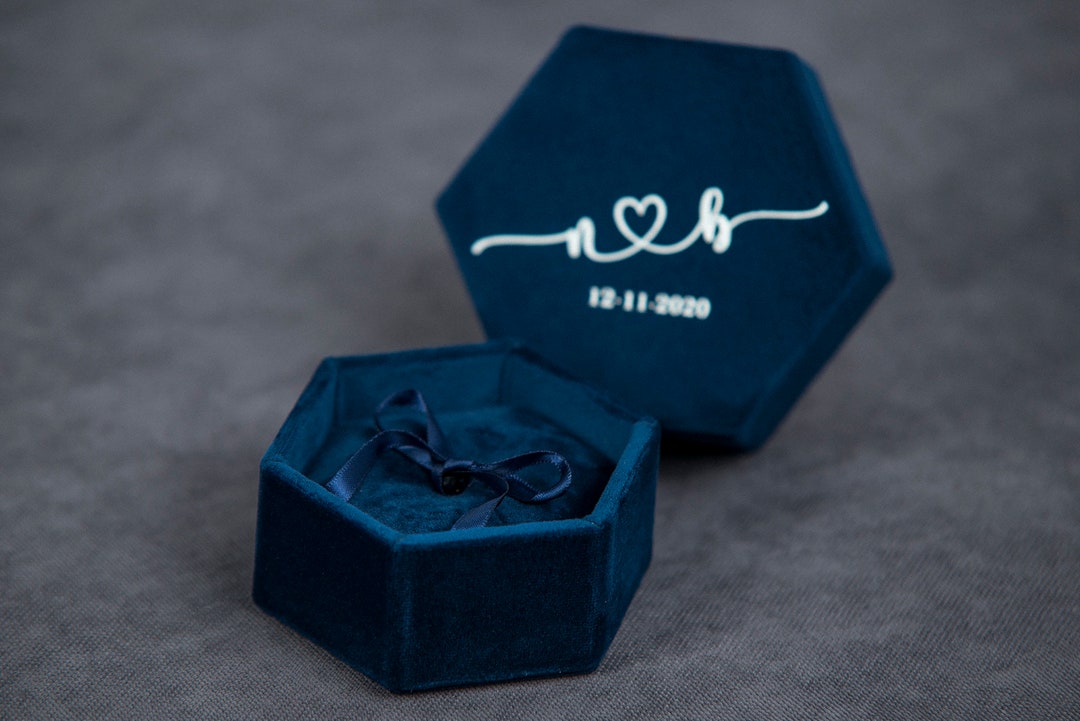 Custom Proposal Ring Box, Personalized Engagement Ring Box, Blue or ...