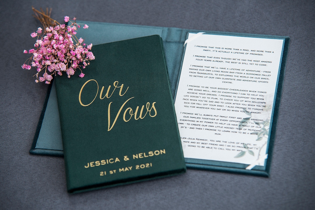 Custom Wedding Officiant Book A4 Size, Velvet Marriage Ceremony Book in ...