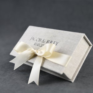 Organic Linen Gift Box With Ribbon, Personalized Wedding/birthday Money ...