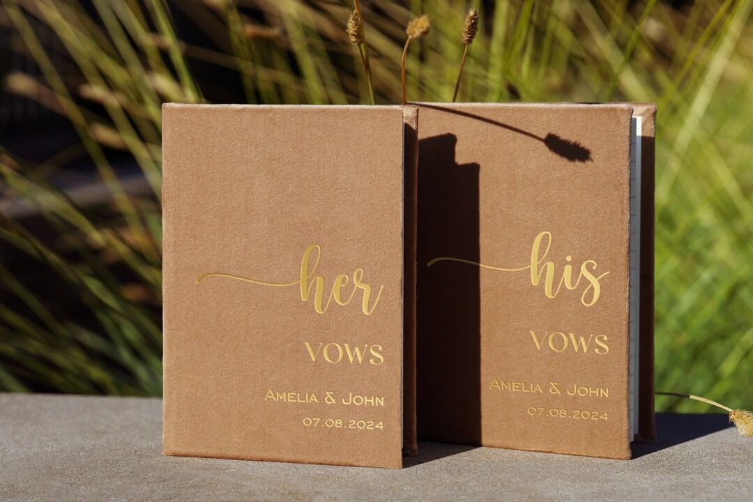 Lined Pages Wedding Vows Booklets, Personalized His and Her Vow Cases ...