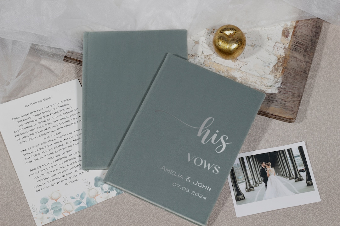 Wedding Vows Cards With Custom Names in Silver Foil, Bride and Groom ...