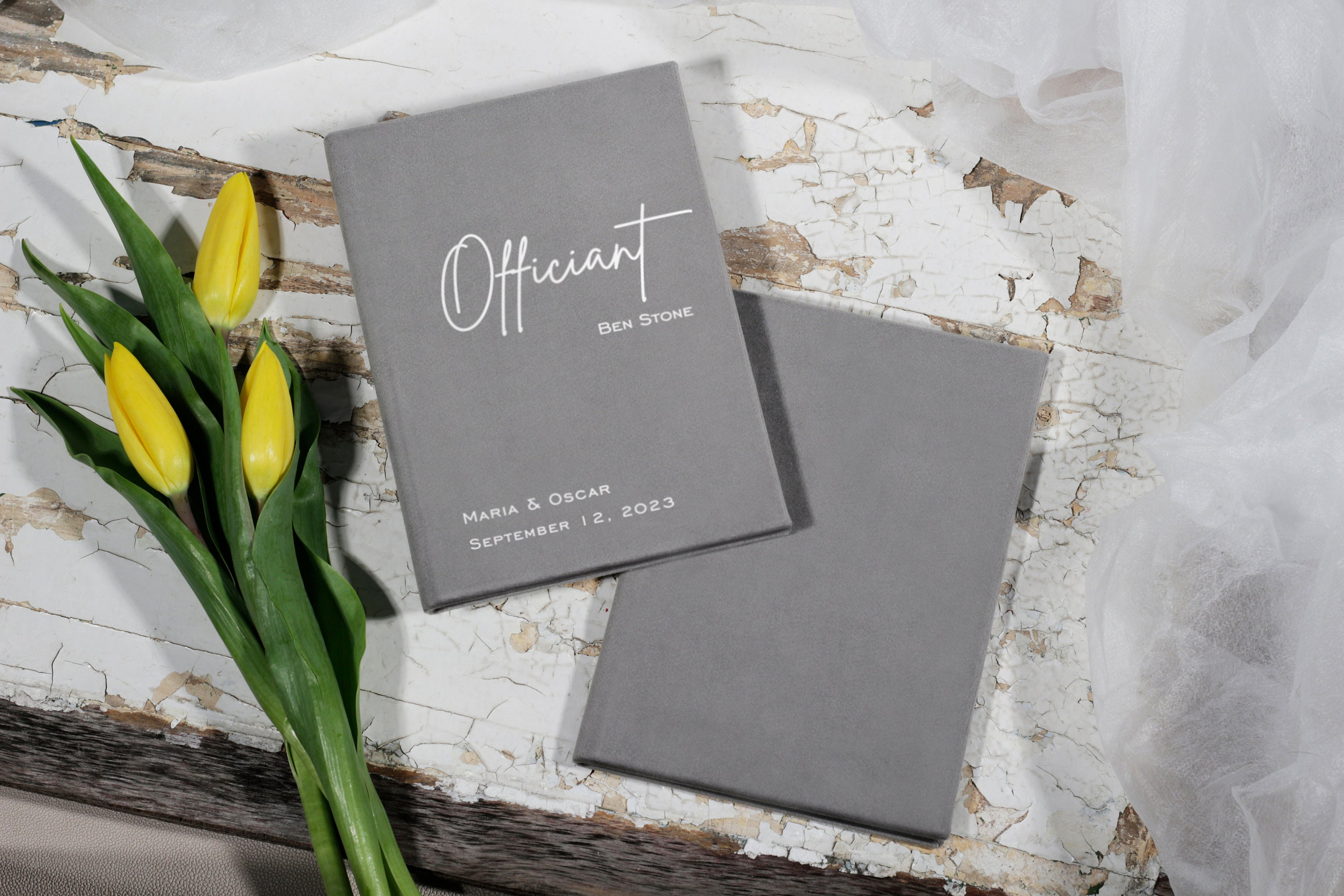 Wedding Officiant Ceremony Book, Personalized Velvet Wedding Book ...
