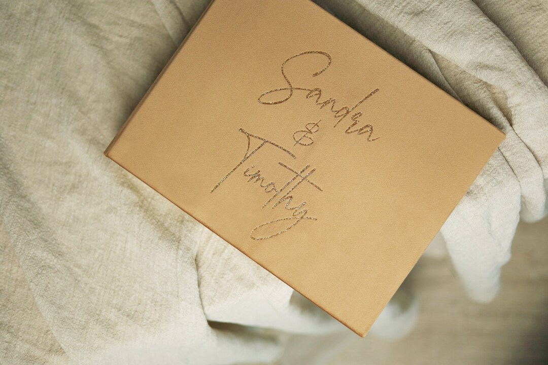 Custom Color Photo Book With Golden Writing, Personalized Wedding Guest ...