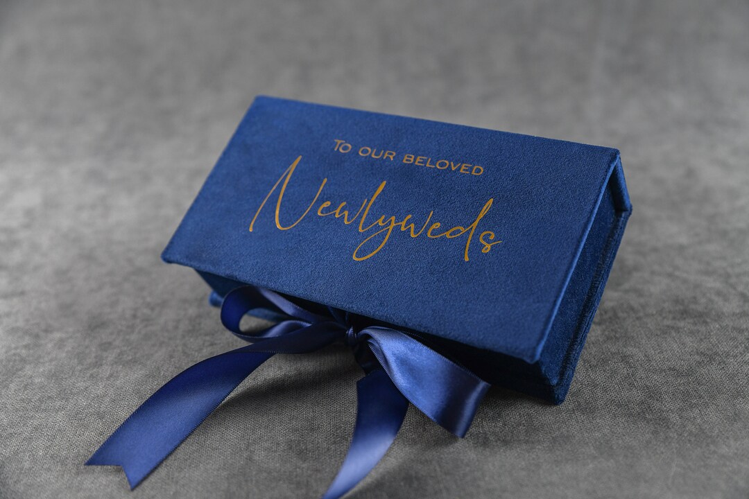 Royal Blue Wedding Gift Box for Newlyweds, Personalised Money Box ...