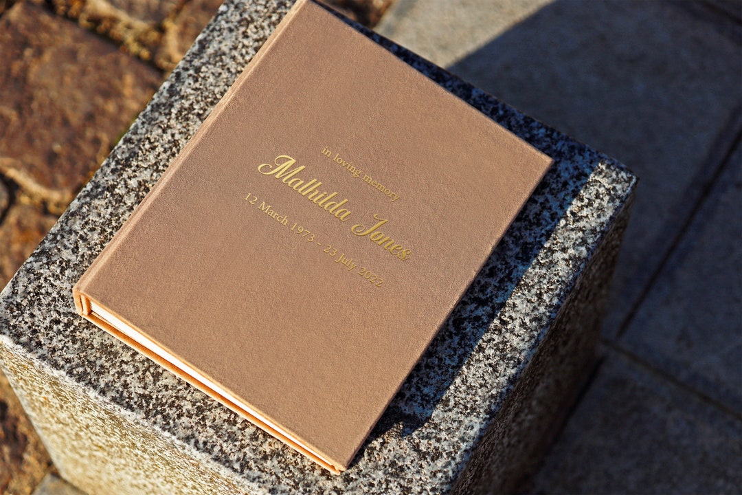 Vertical Custom Funeral Guest Book, Personalized Book of Condolence, in ...