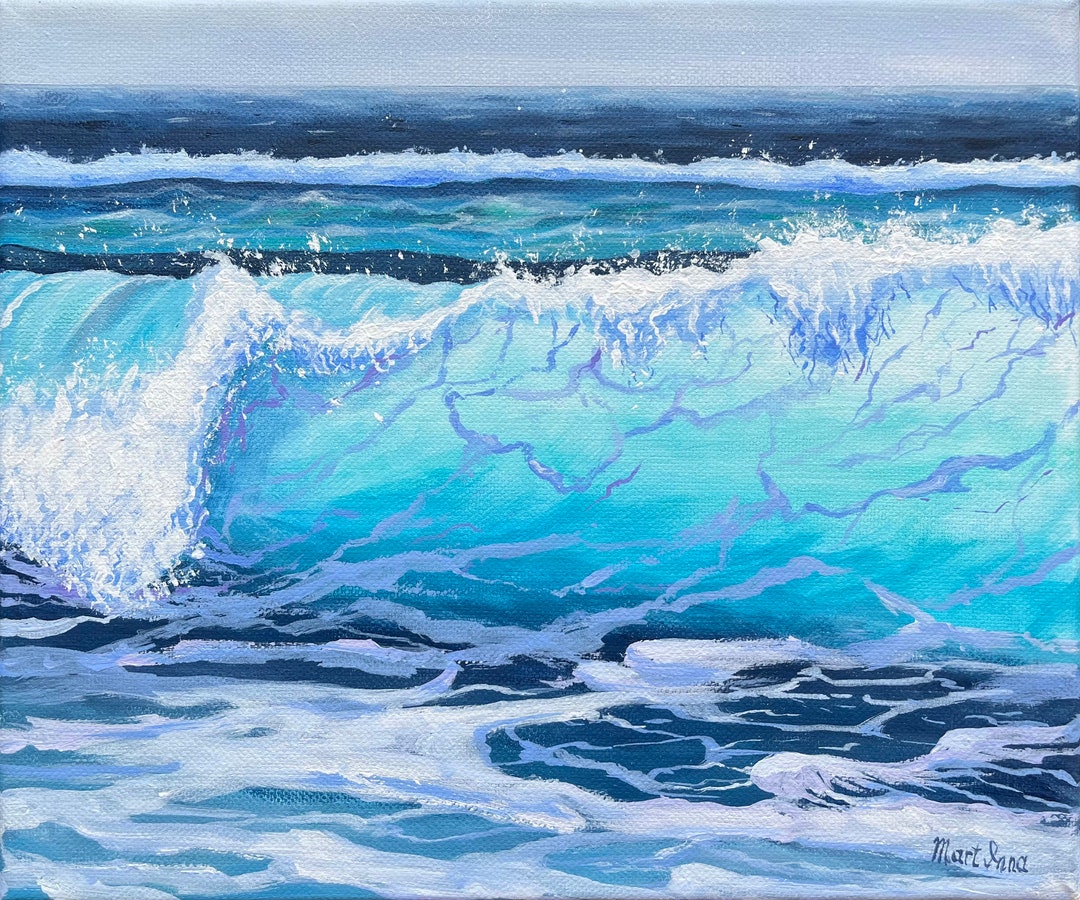 Wave Acrylic Painting Ocean Painting Sunset Painting Ocean Artwork ...