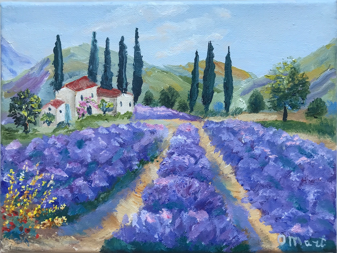 Provence Painting, Lavender Field, Provence Landscape, Lavender ...