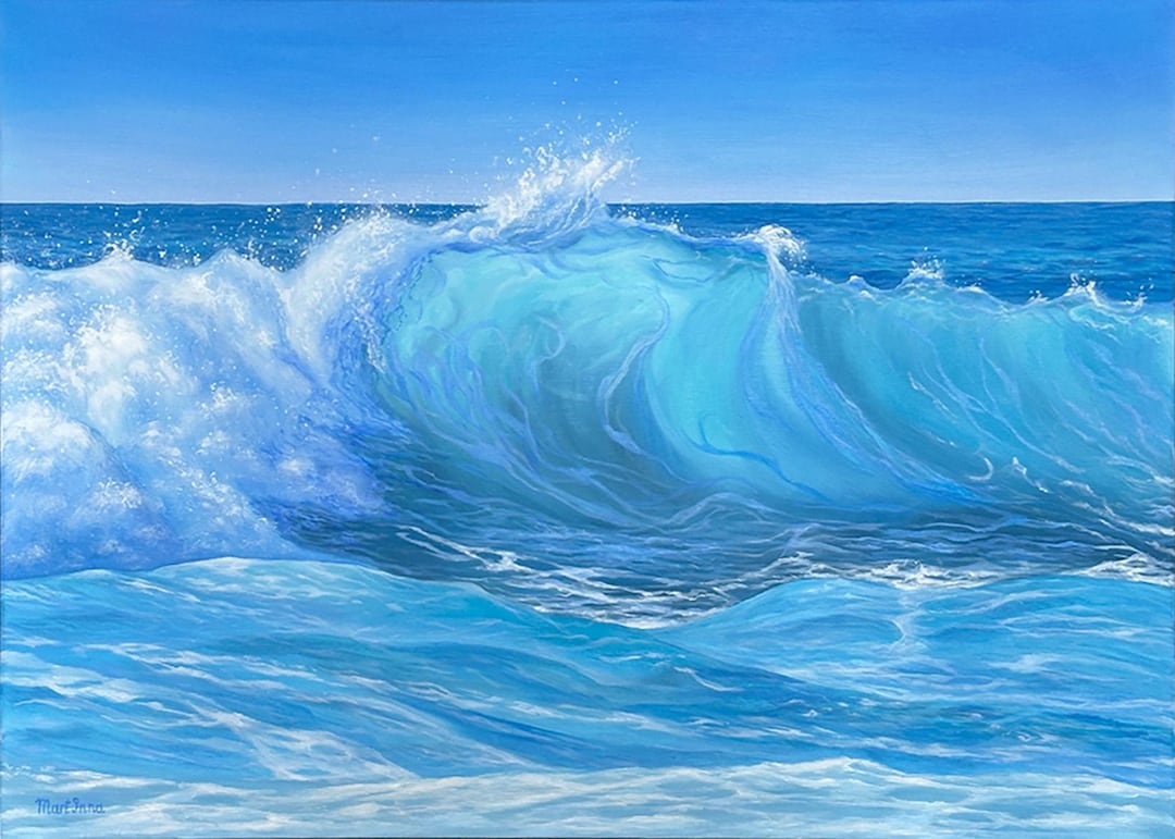Wave Oil Painting Ocean Painting Large Waves Painting Ocean Artwork ...
