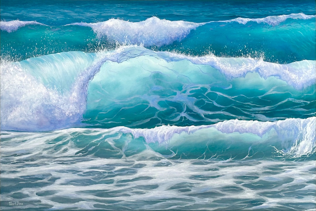 Wave Oil Painting Ocean Painting Gigant Waves Painting Ocean Artwork ...