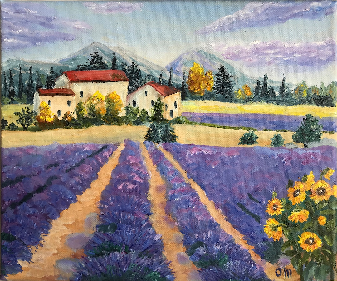 Provence Painting, Lavender Field, Provence Landscape, Lavender ...