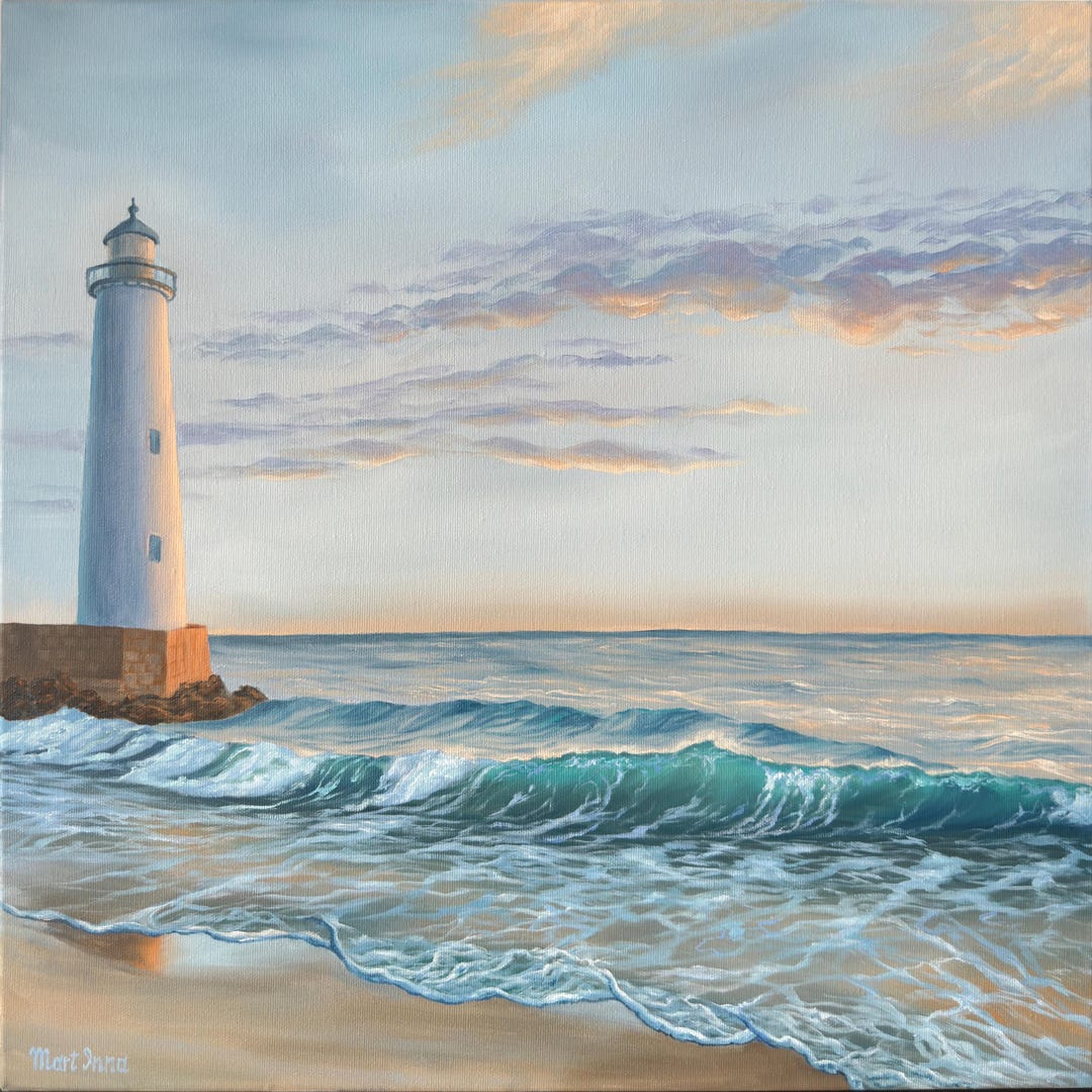 Lighthouse Painting Original Painting Sea Scape Wave Painting Oil Sea ...