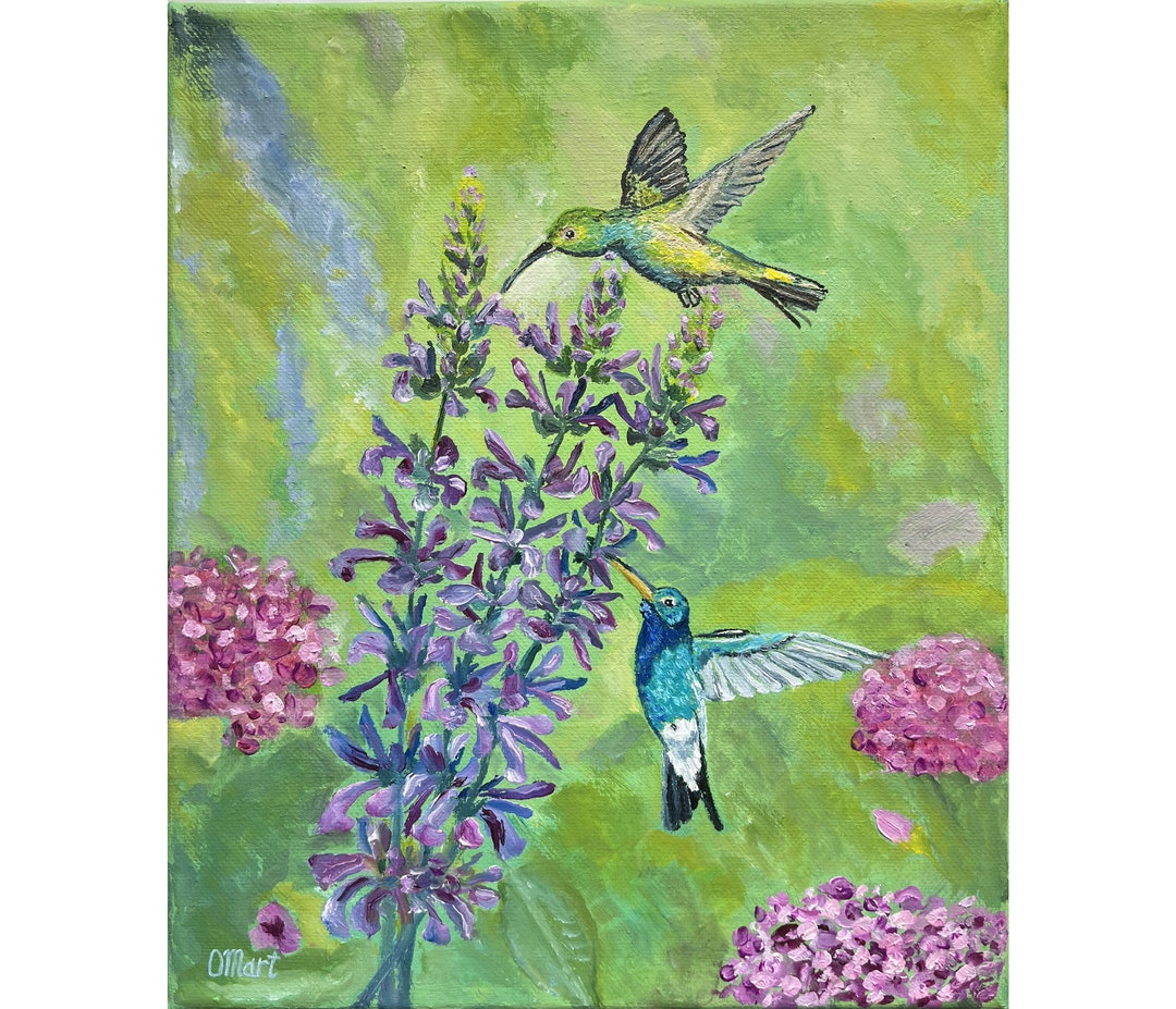 Hummingbird Artwork Bird Oil Painting Original Handmade Hummingbird ...