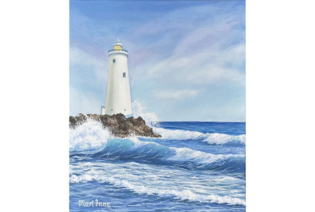Lighthouse Painting Original Painting Sea Scape Wave Painting Oil Sea ...