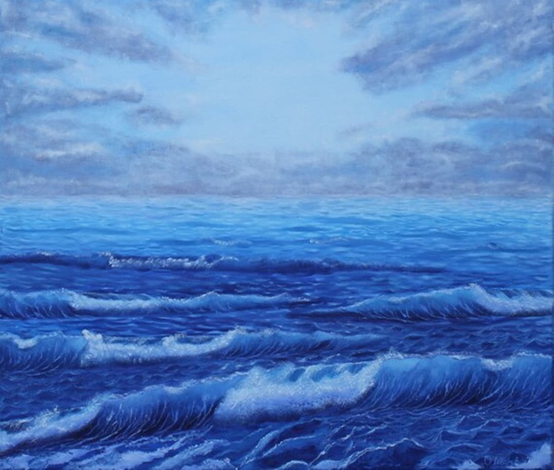 Minimal Ocean Art Wave Oil Painting Large Wall Art Sea Large Seascape ...
