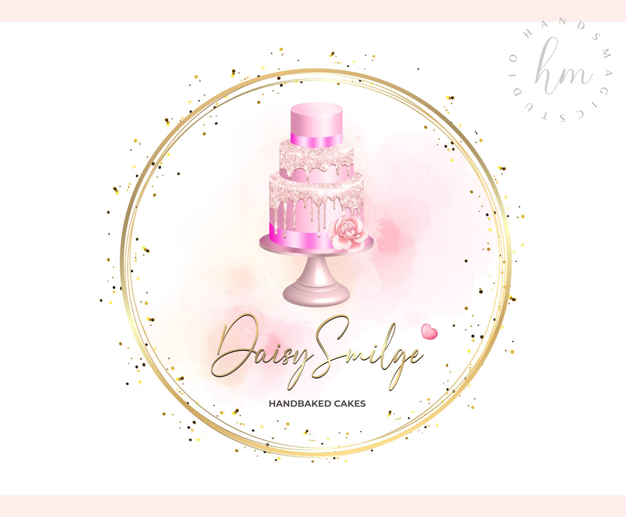 Pink and Gold Glittery Cake Logo Design Bakery Logo Baking - Etsy